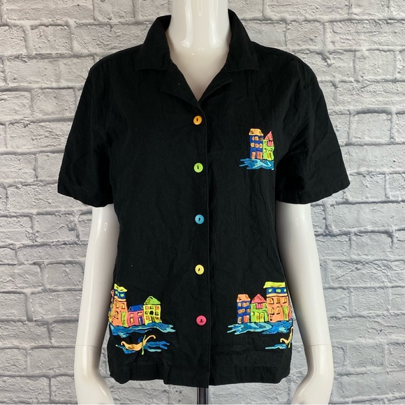 Jane Ashley | Tops | Vintage Jane Ashley Tropical Themed Blouse | Poshmark
